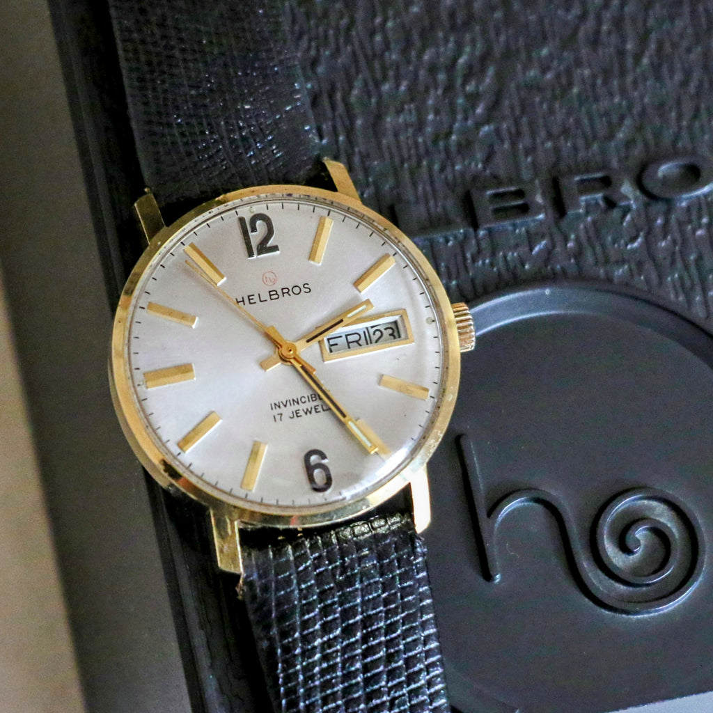 HELBROS Invincible Wristwatch 17 Jewels Day/Date Swiss Made Watch ...