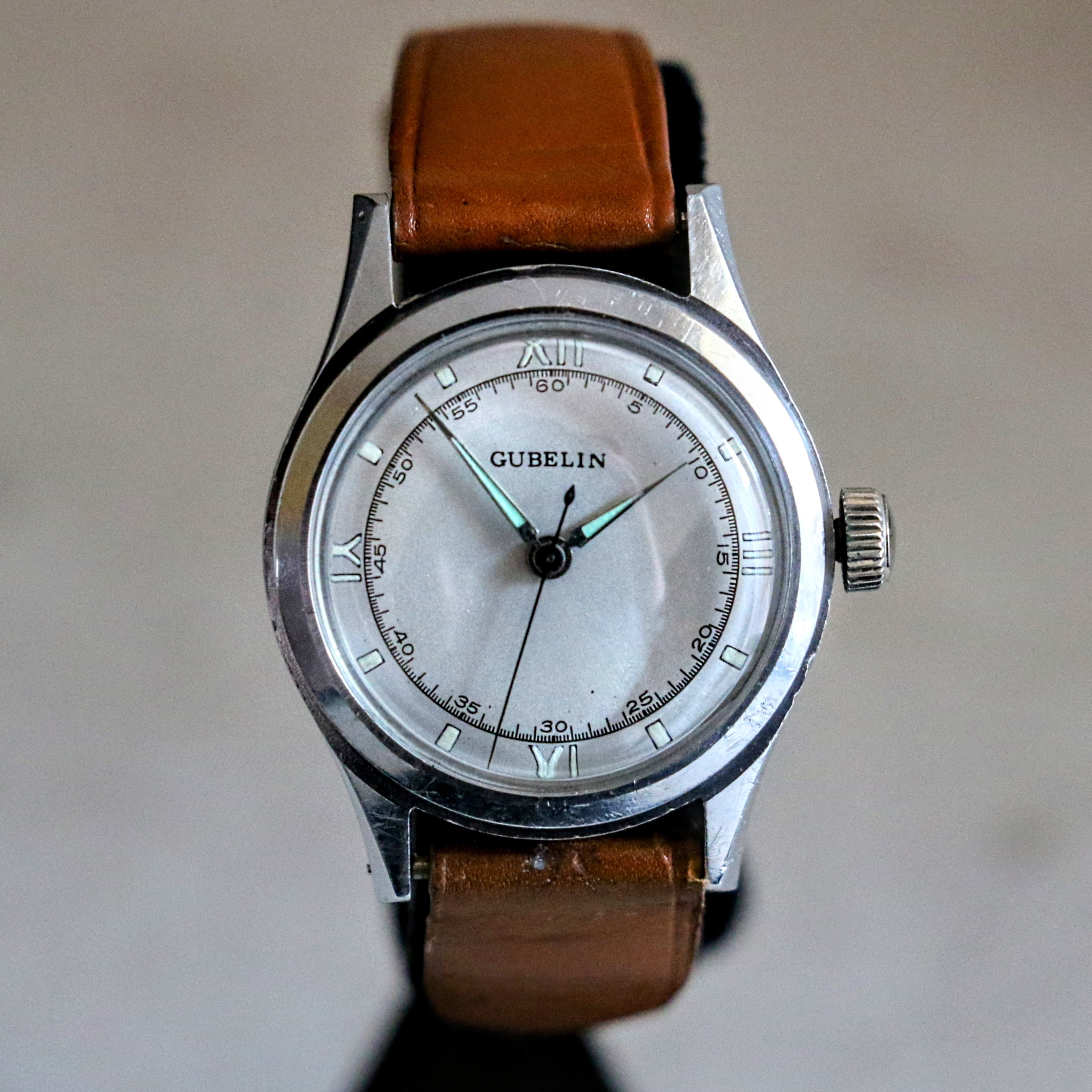 E. GUBELIN Military Style Wristwatch 17 Jewels AS 1187 Swiss Made Watc ...