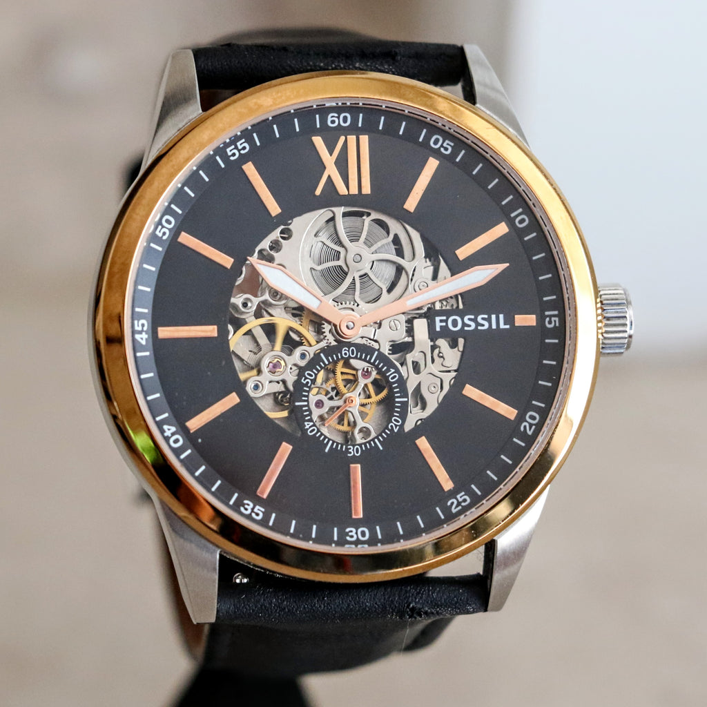 FOSSIL FLYNN Automatic Watch 22 Jewels 48mm Semi Skeleton Wristwatch R ...