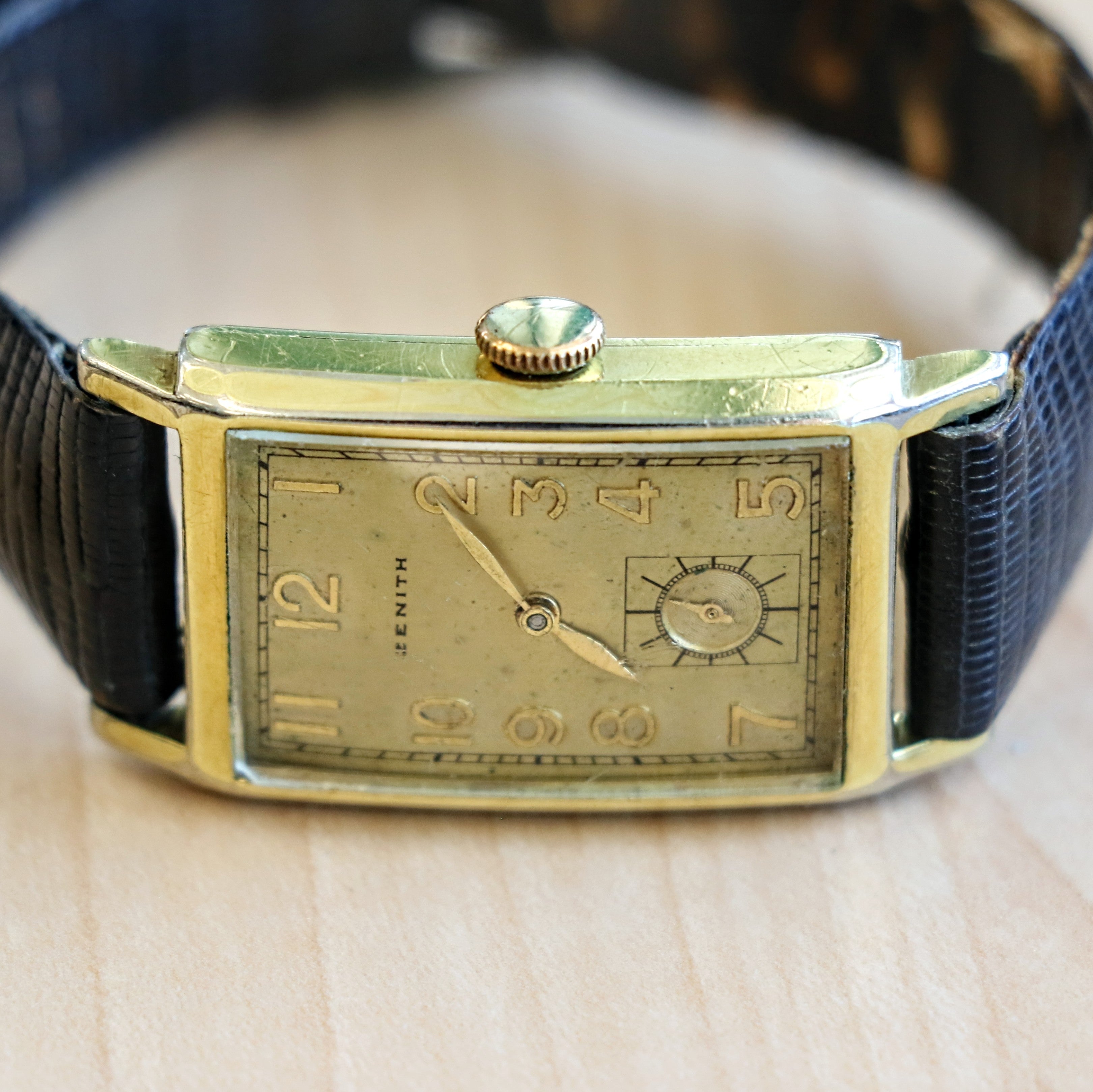 1940 ZENITH Tank Case Watch Cal. 8 3/4F 15 Jewels Mechanical Wristwatc ...