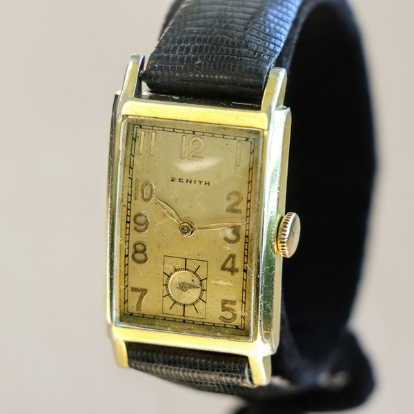 1940 ZENITH Tank Case Watch Cal. 8 3/4F 15 Jewels Mechanical Wristwatc ...
