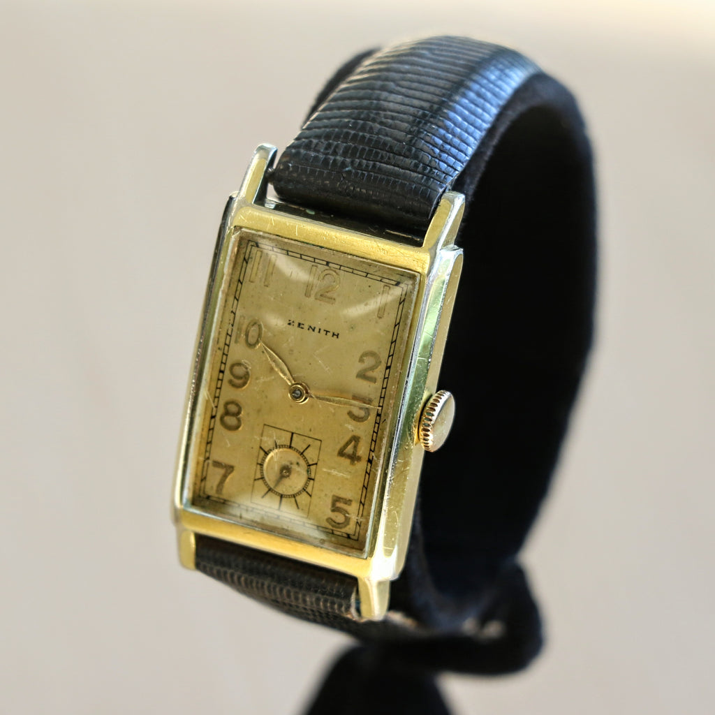 1940 ZENITH Tank Case Watch Cal. 8 3/4F 15 Jewels Mechanical Wristwatc ...