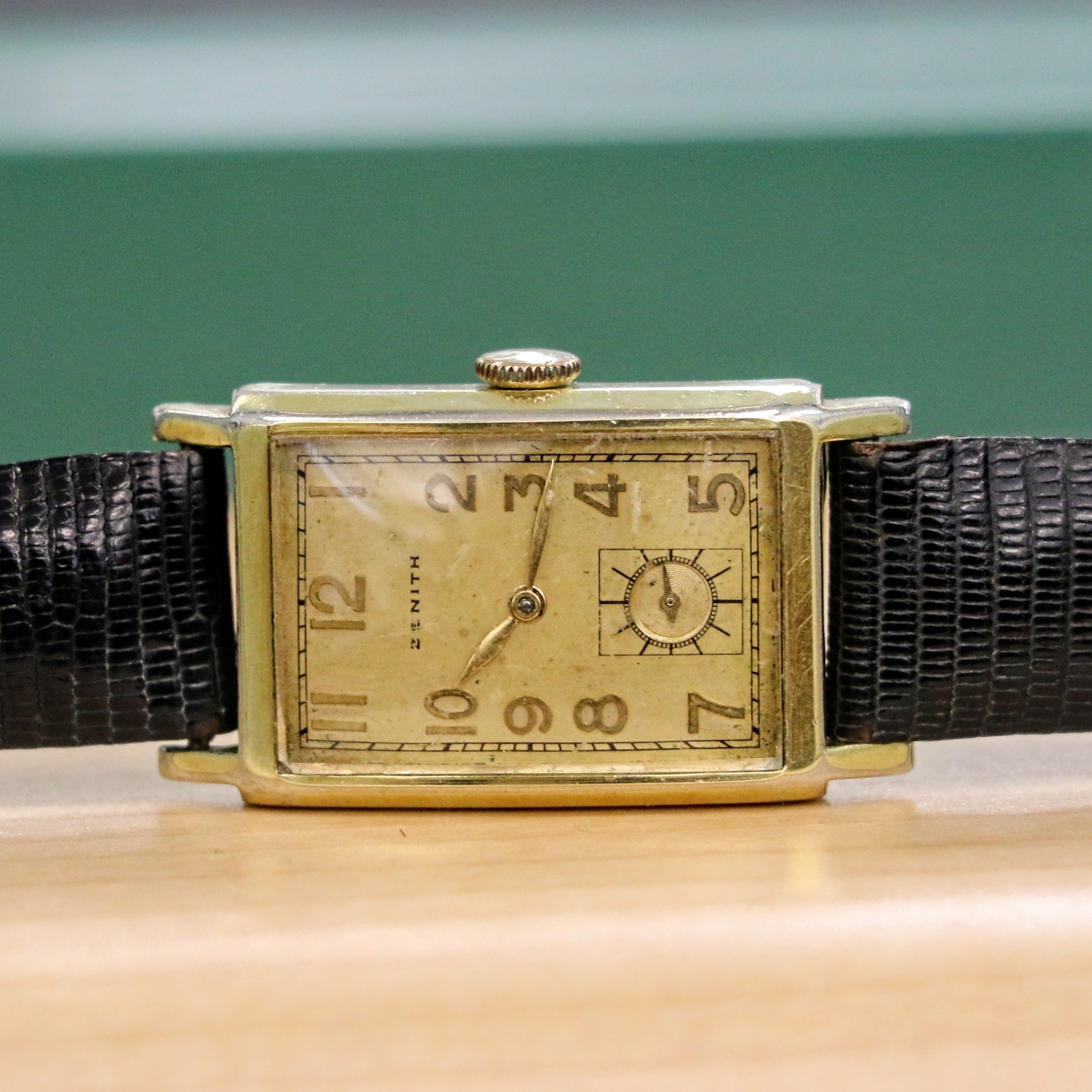 1940 ZENITH Tank Case Watch Cal. 8 3/4F 15 Jewels Mechanical Wristwatc ...