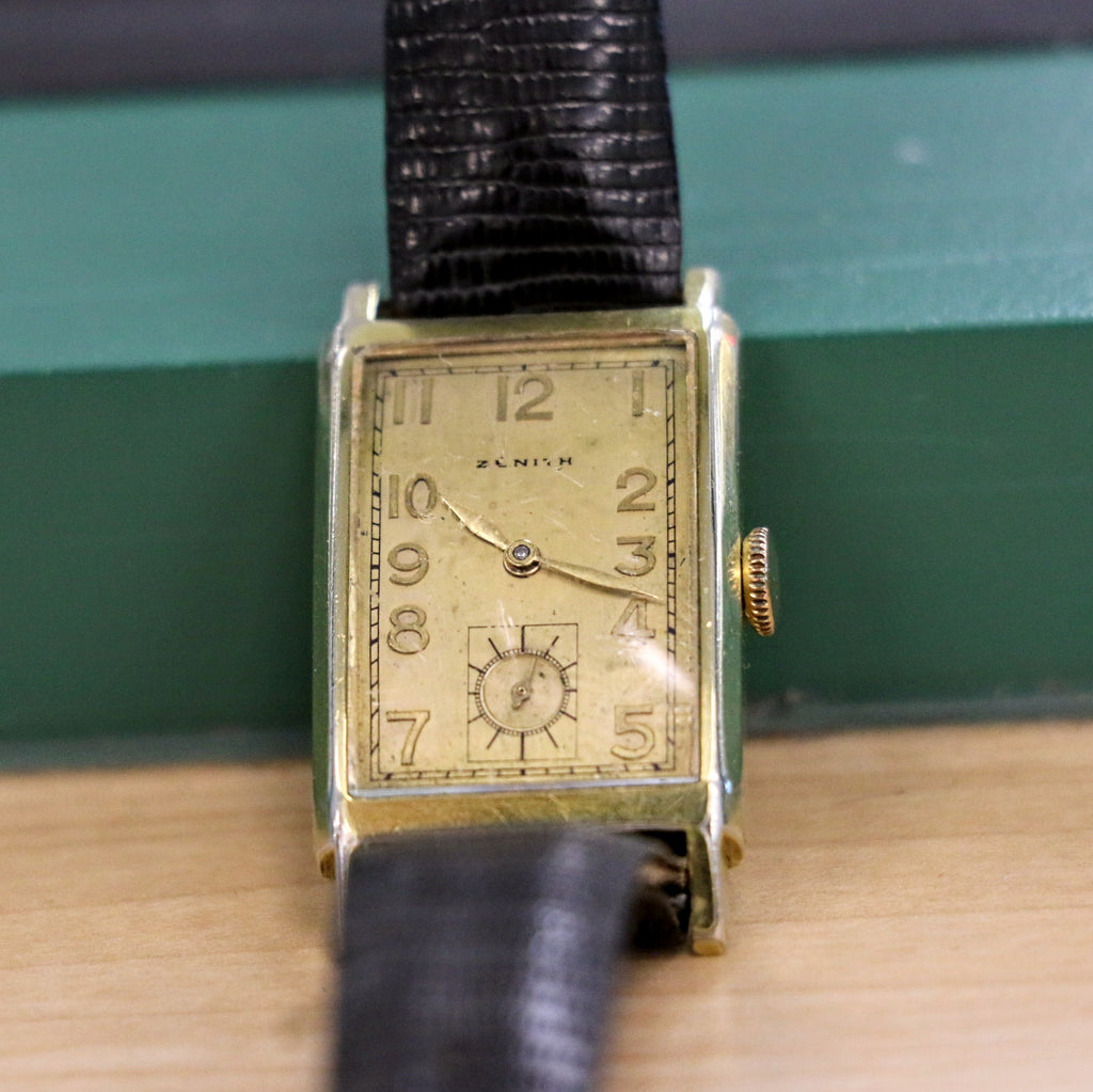 1940 ZENITH Tank Case Watch Cal. 8 3/4F 15 Jewels Mechanical Wristwatc ...