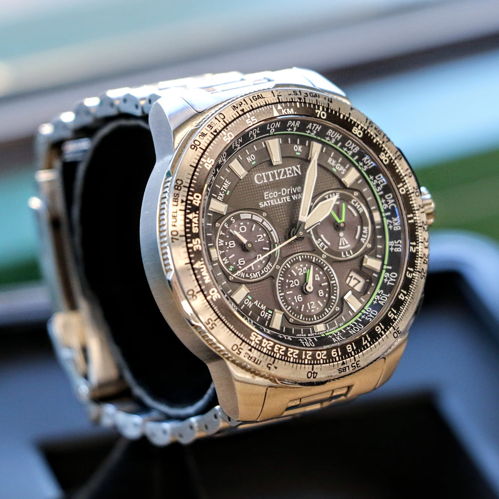 CITIZEN Promaster Navihawk GPS Satellite Wave Wristwatch Eco-Drive Chr ...