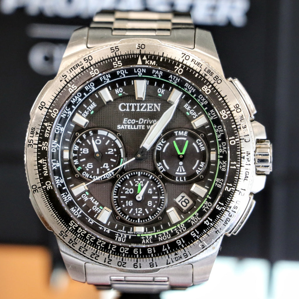 CITIZEN Promaster Navihawk GPS Satellite Wave Wristwatch Eco-Drive Chr ...