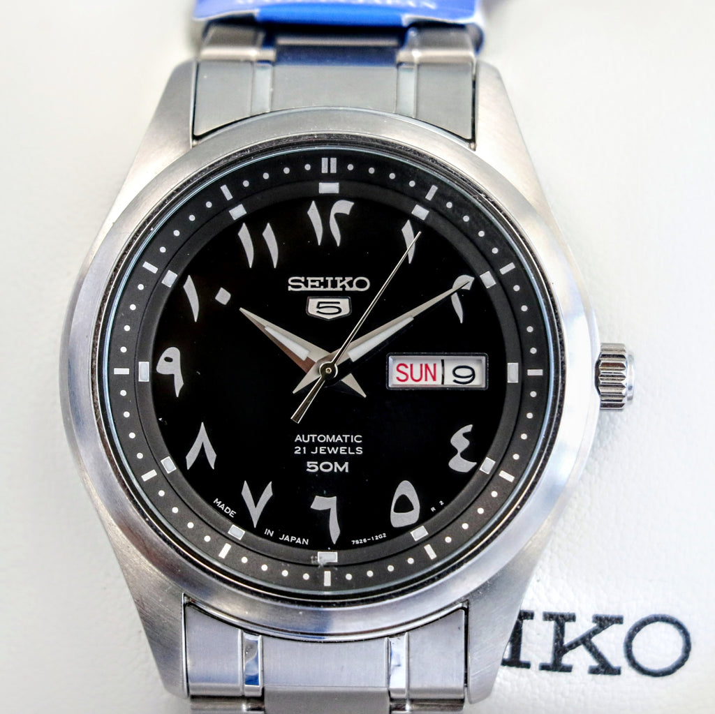 SEIKO 5 Automatic Watch Black Arabic Dial Wristwatch Ref. SNKP21J1 Box ...