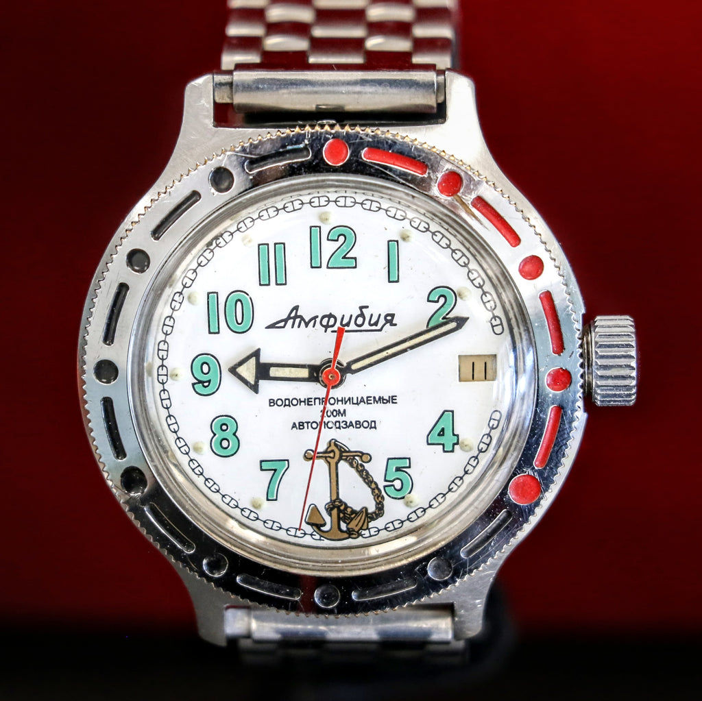 VOSTOK Sea Captain Amphibian Automatic Watch 200M Date Indicator Wrist ...