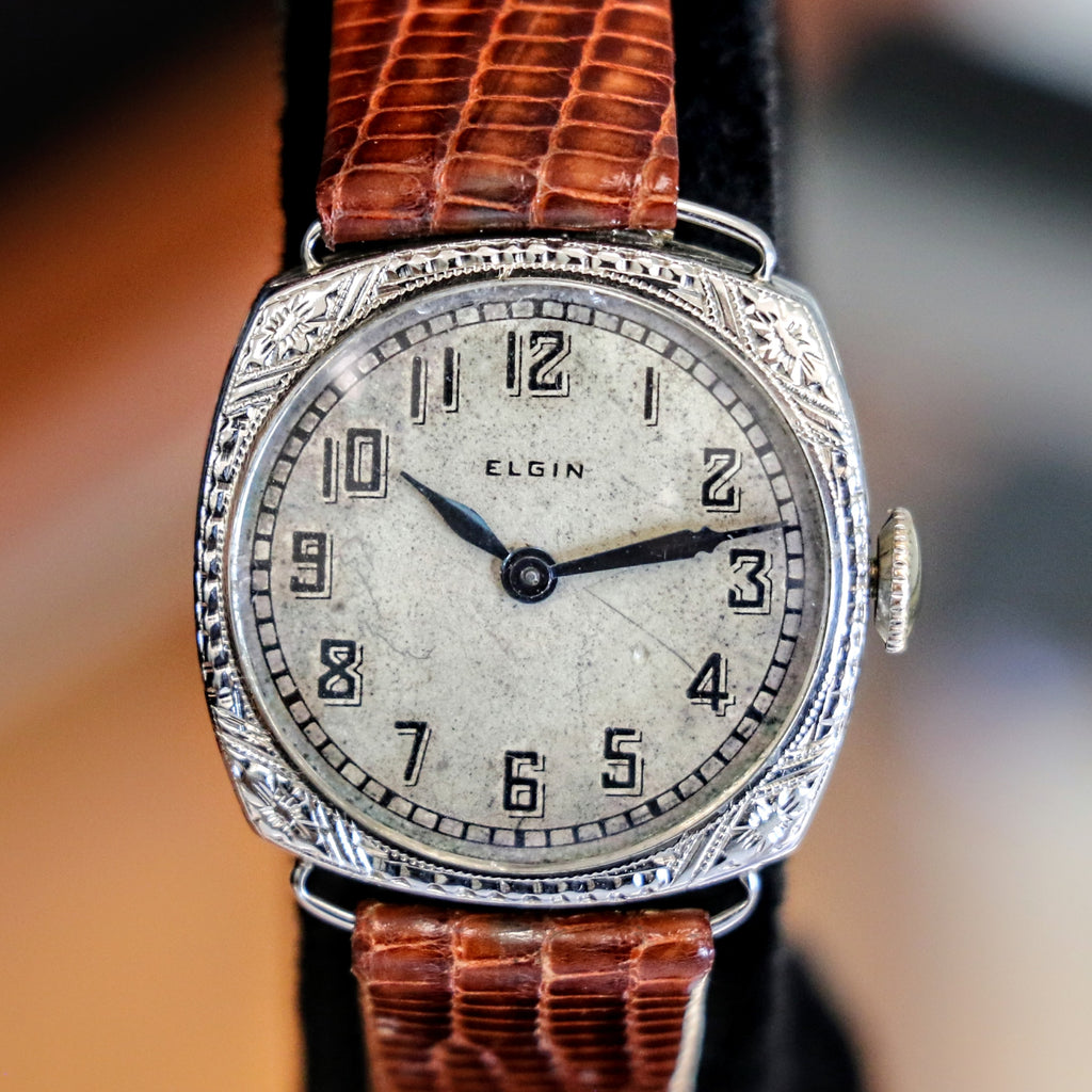 1923 Art Deco ELGIN Ladies Wristwatch 14K White GOLD Grade 447 Vintage ...