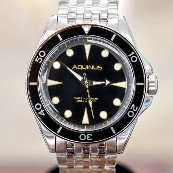 Brand-New! AQUINUS Marellio Dive Watch 200m Ref. ASSQR7BSBR001 Swiss M ...