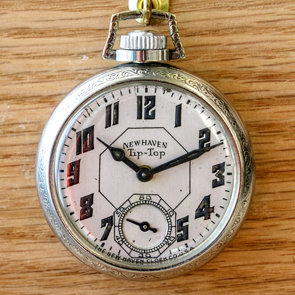 Art Deco NEW HAVEN Tip-Top Pocket Watch 16s U.S.A. Made Manual Wind Ti ...
