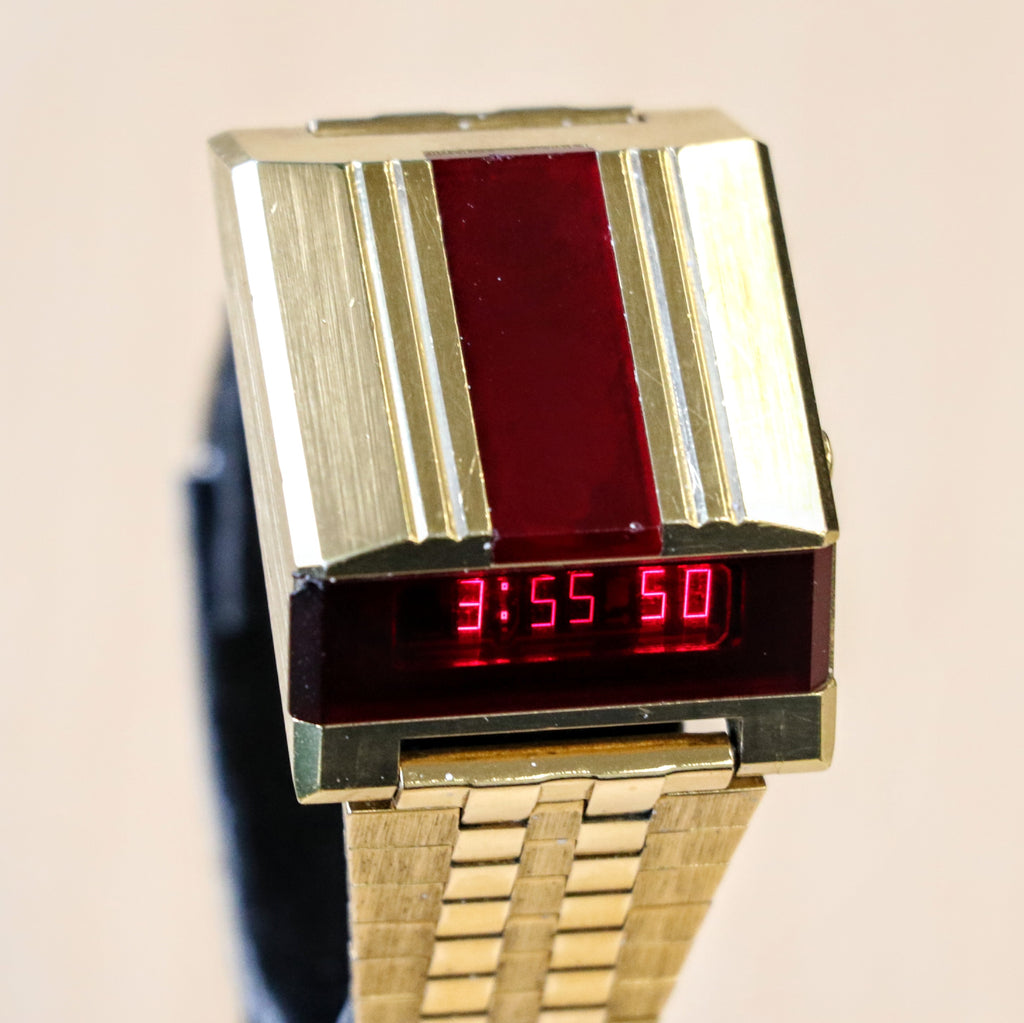 1977 BULOVA Computron Wristwatch Vintage Digital LED Watch CELL 228 ...