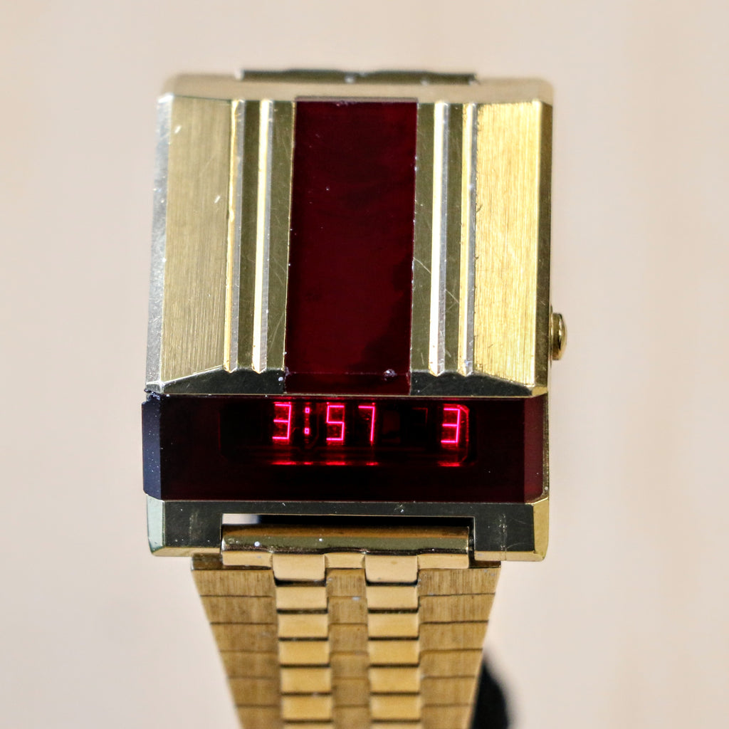 1977 BULOVA Computron Wristwatch Vintage Digital LED Watch CELL 228 ...