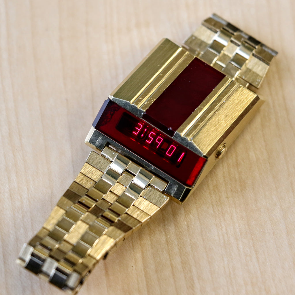 1977 BULOVA Computron Wristwatch Vintage Digital LED Watch CELL 228 ...