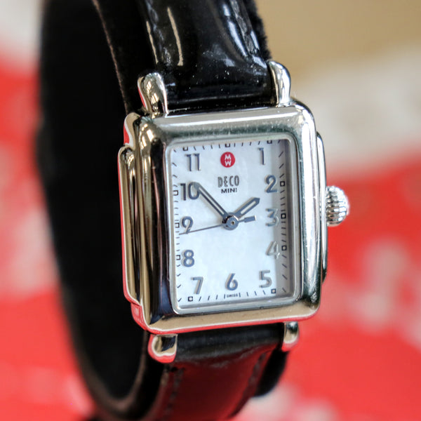 MICHELE Deco Mini Ladies Watch MOP Dial Ref. MW06D00A0025 Leather Stra ...