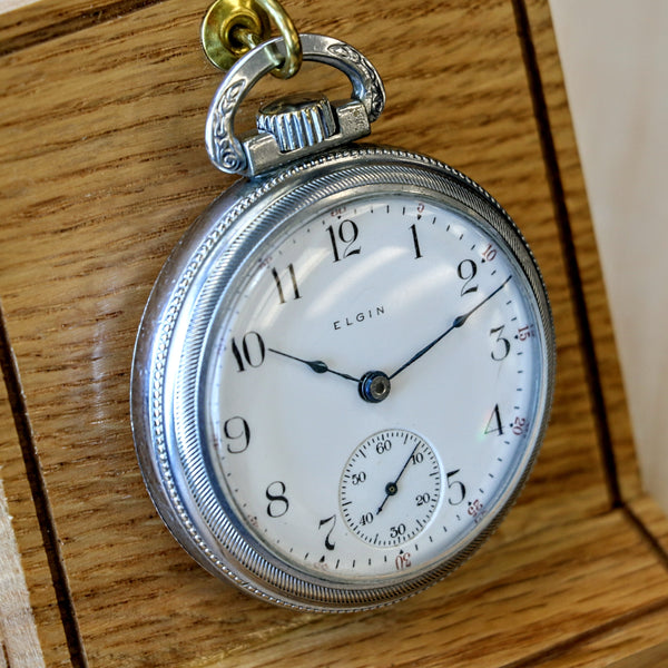 1908 ELGIN Pocket Watch 18s 7 Jewels Grade 294 Openface Vintage Timepi ...