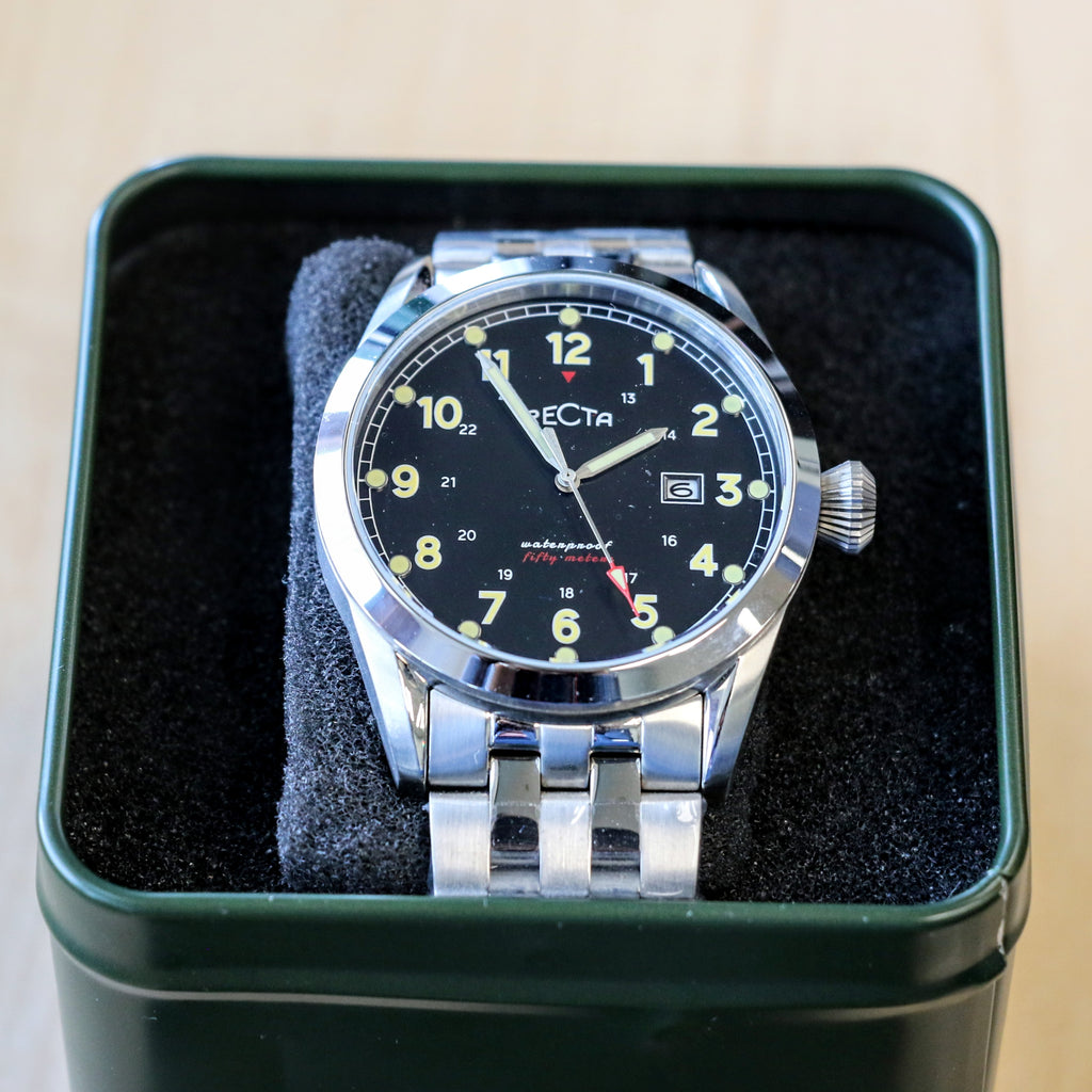RECTA Cavalier Wristwatch Jet Black 24-Hour Dial & Date Indicator Watc ...
