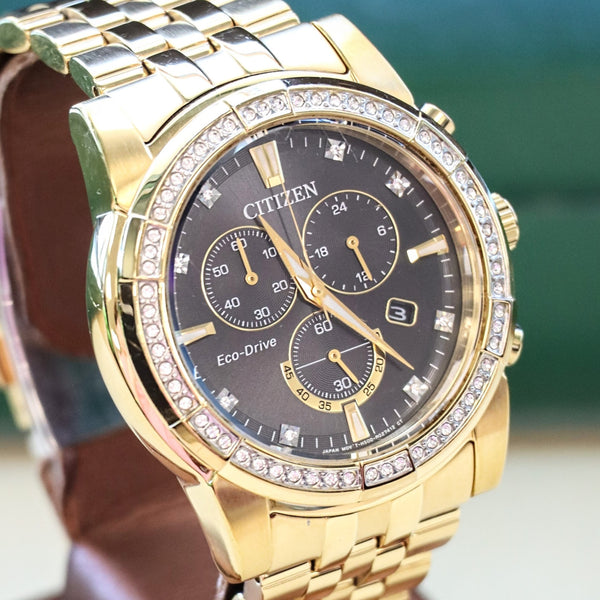CITIZEN Crystal Chronograph Watch Eco-Drive Wristwatch Ref. AT2452-52E ...
