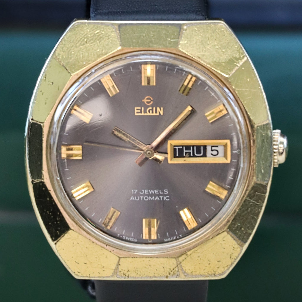 Vintage ELGIN 17 Jewels Automatic Watch Cal. FHF 909 Day/Date Incabloc – SECOND HAND HOROLOGY