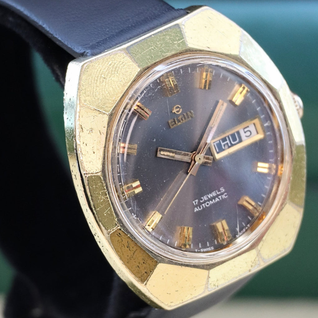 Vintage ELGIN 17 Jewels Automatic Watch Cal. FHF 909 Day/Date Incabloc – SECOND HAND HOROLOGY
