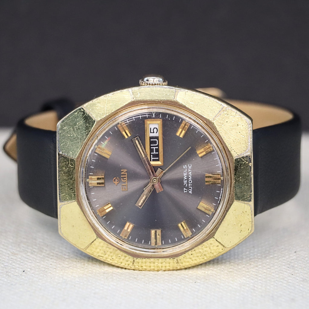 Vintage ELGIN 17 Jewels Automatic Watch Cal. FHF 909 Day/Date Incabloc – SECOND HAND HOROLOGY