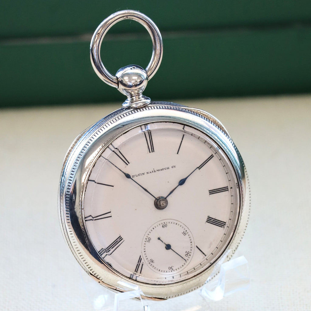 1884 ELGIN Pocket Watch Openface 18s Grade 7 Key Wind 7 Jewels Coin Si ...