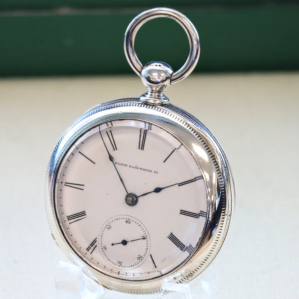 1884 ELGIN Pocket Watch Openface 18s Grade 7 Key Wind 7 Jewels Coin Si ...