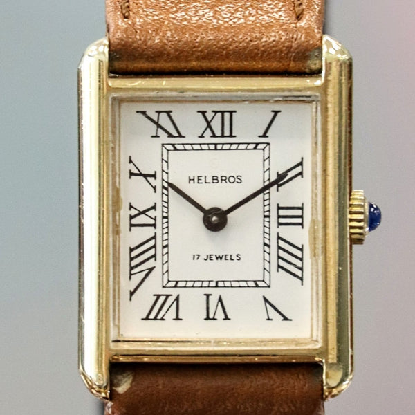 Vintage HELBROS Tank Watch 17 Jewels Mechanical Wristwatch Cal. Helbro ...