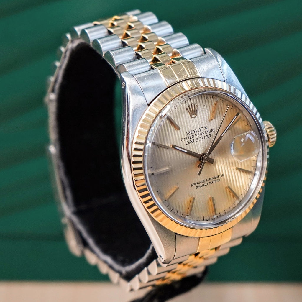 1987 ROLEX Datejust 36 Watch 16013 Gold Tapestry Dial & Two-Tone Case ...