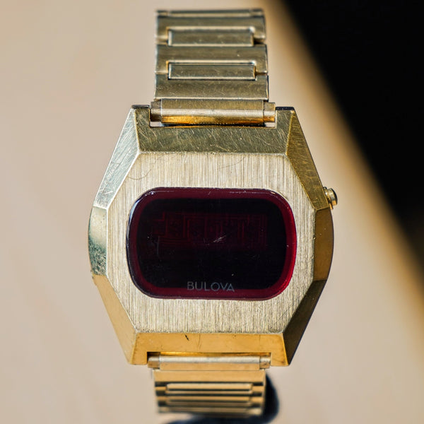 1976 BULOVA Computron Watch Red LED Display Digital Wristwatch - CELL ...