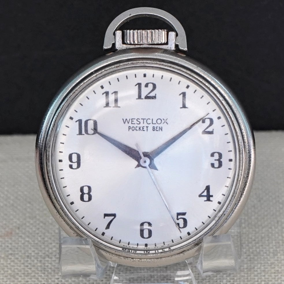 Vintage WESTCLOX Pocket Ben Pocket Watch - Silver-Tone Round Case U.S ...