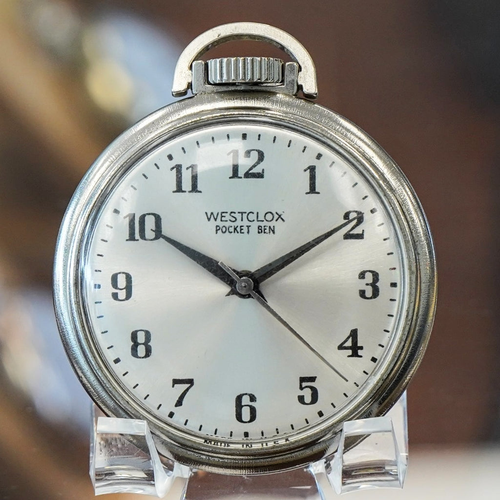 Vintage WESTCLOX Pocket Ben Pocket Watch - Silver-Tone Round Case U.S ...