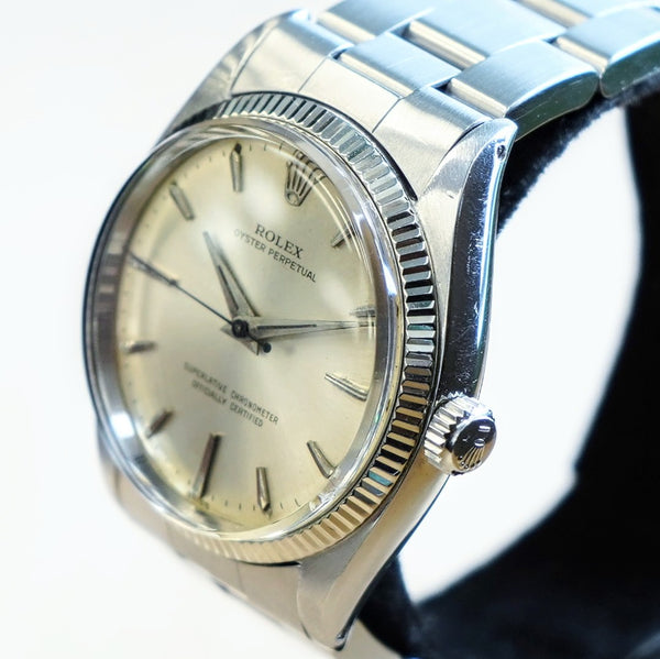 1960 ROLEX Oyster Perpetual 34mm Ref. 1005 ALL S.S. Fluted Bezel & Oys ...