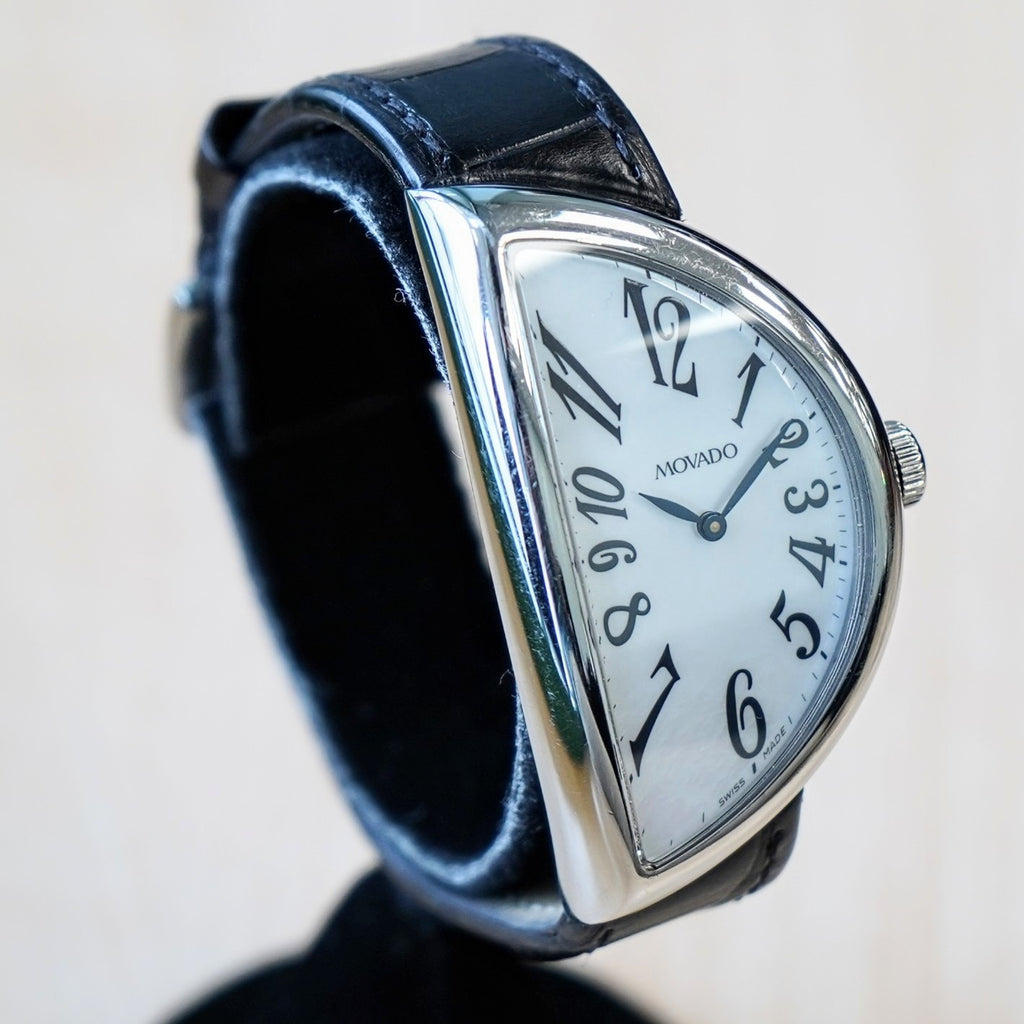 MOVADO Curved Half Moon Watch 84 A1 1950 MOP Dial 27mm S.S. Ladies Wri ...