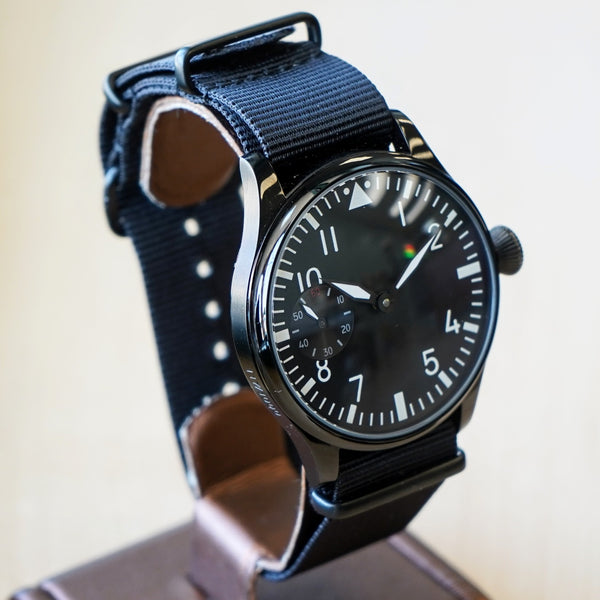 NOS! "BIG PILOT" Homage Watch Black Dial 17 Jewels Manual Wind Wristwa ...