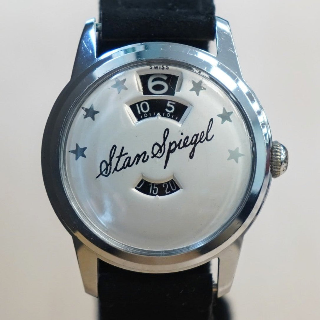 Vintage LOUVIC Direct Read Watch Jump Hour "Stan Spiegel" Swiss Made W ...