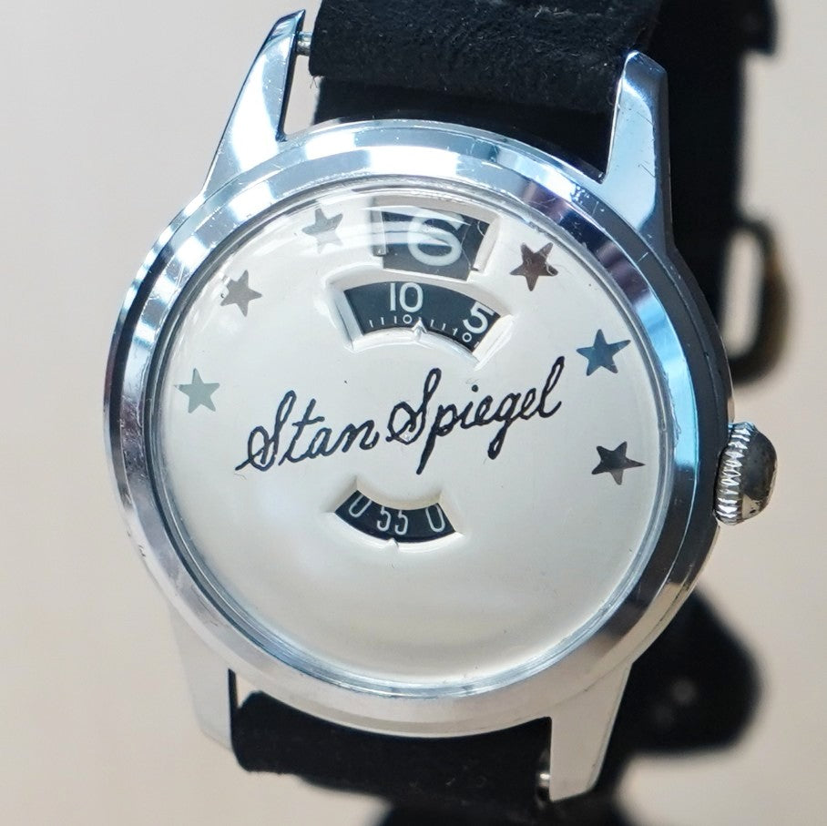 Vintage LOUVIC Direct Read Watch Jump Hour "Stan Spiegel" Swiss Made W ...