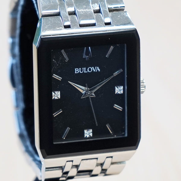 BULOVA Modern Quadra Watch 96D145 ALL S.S. Diamond Dial ALL Original i ...