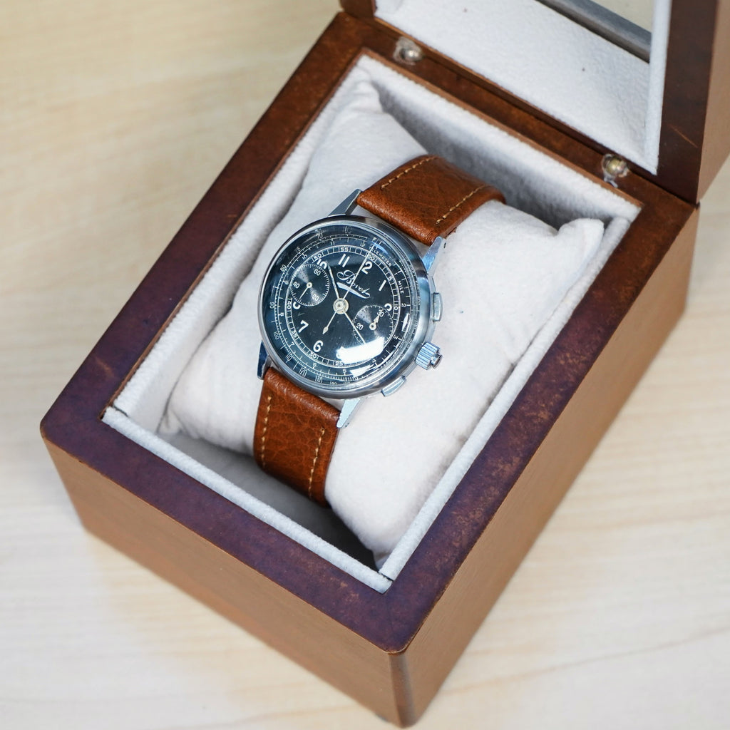 1940s WWII BOVET Three Button Chronograph Watch Black Dial Vintage Wri ...