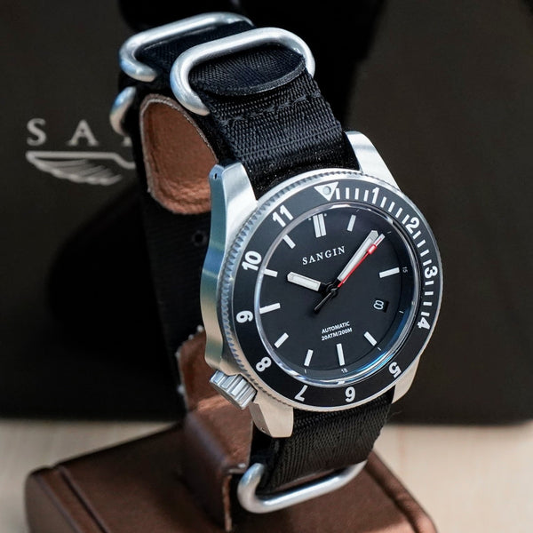 SANGIN Instruments Atlas Watch Automatic Wristwatch 20ATM Date Indicat ...