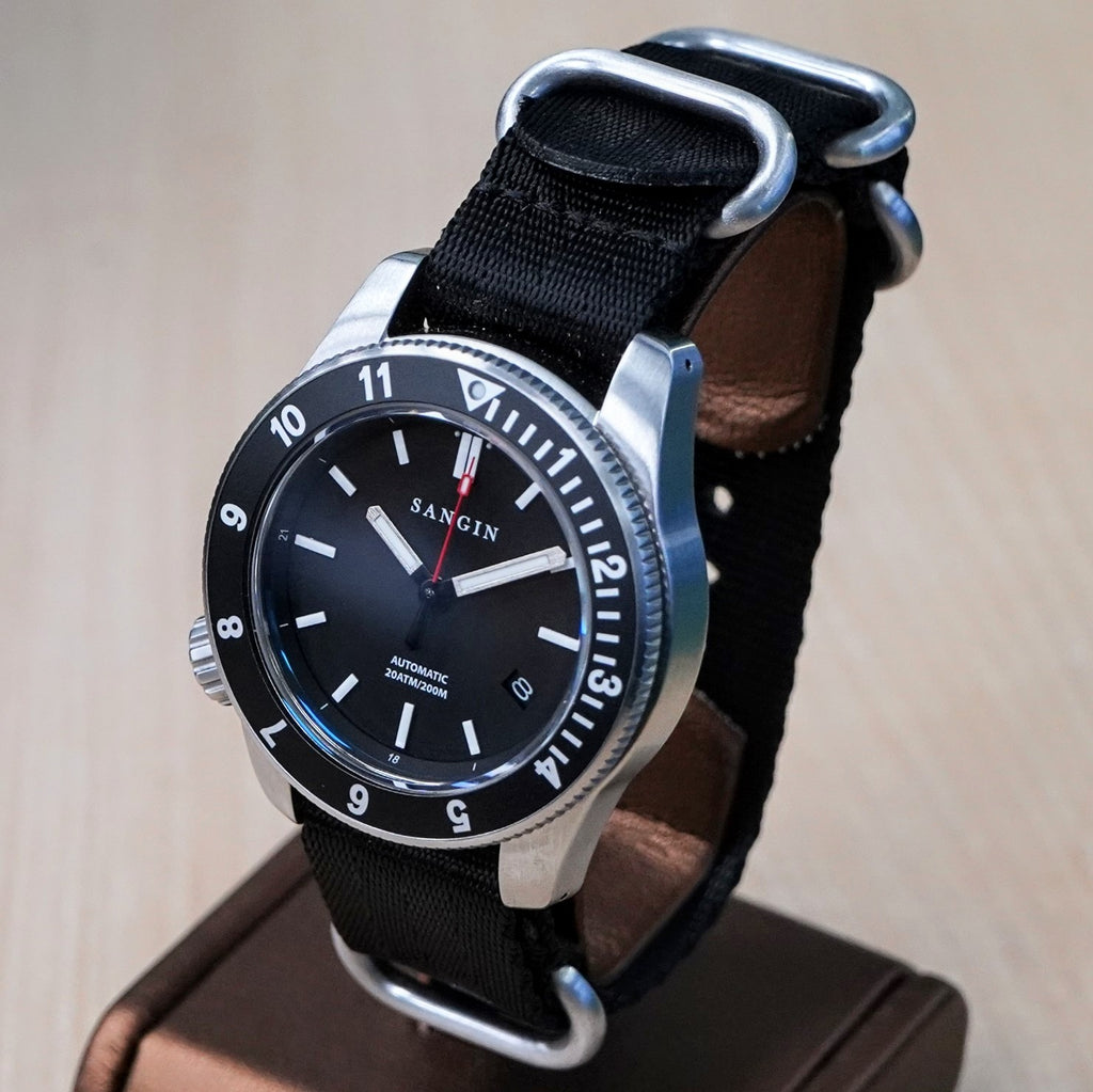 SANGIN Instruments Atlas Watch Automatic Wristwatch 20ATM Date Indicat ...
