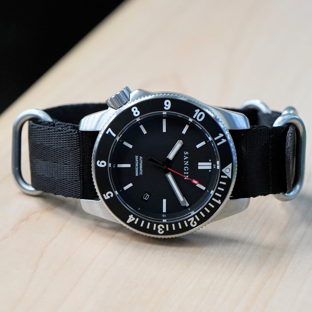SANGIN Instruments Atlas Watch Automatic Wristwatch 20ATM Date Indicat ...