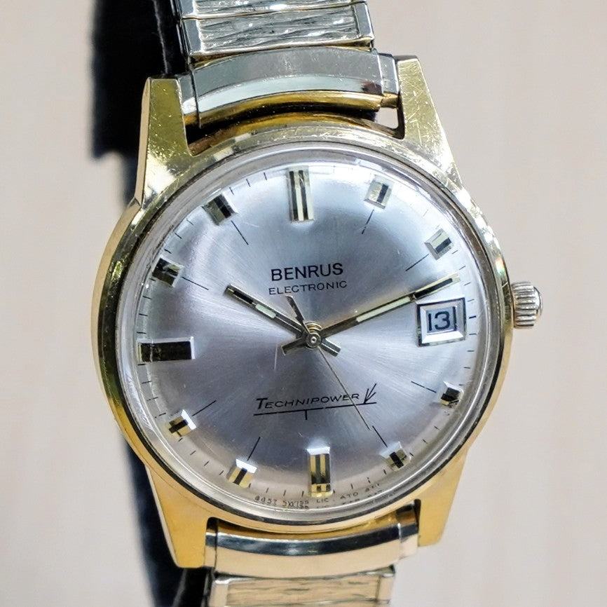 Vintage BENRUS Electronic Technipower Watch Date Indicator Swiss Made – SECOND HAND HOROLOGY