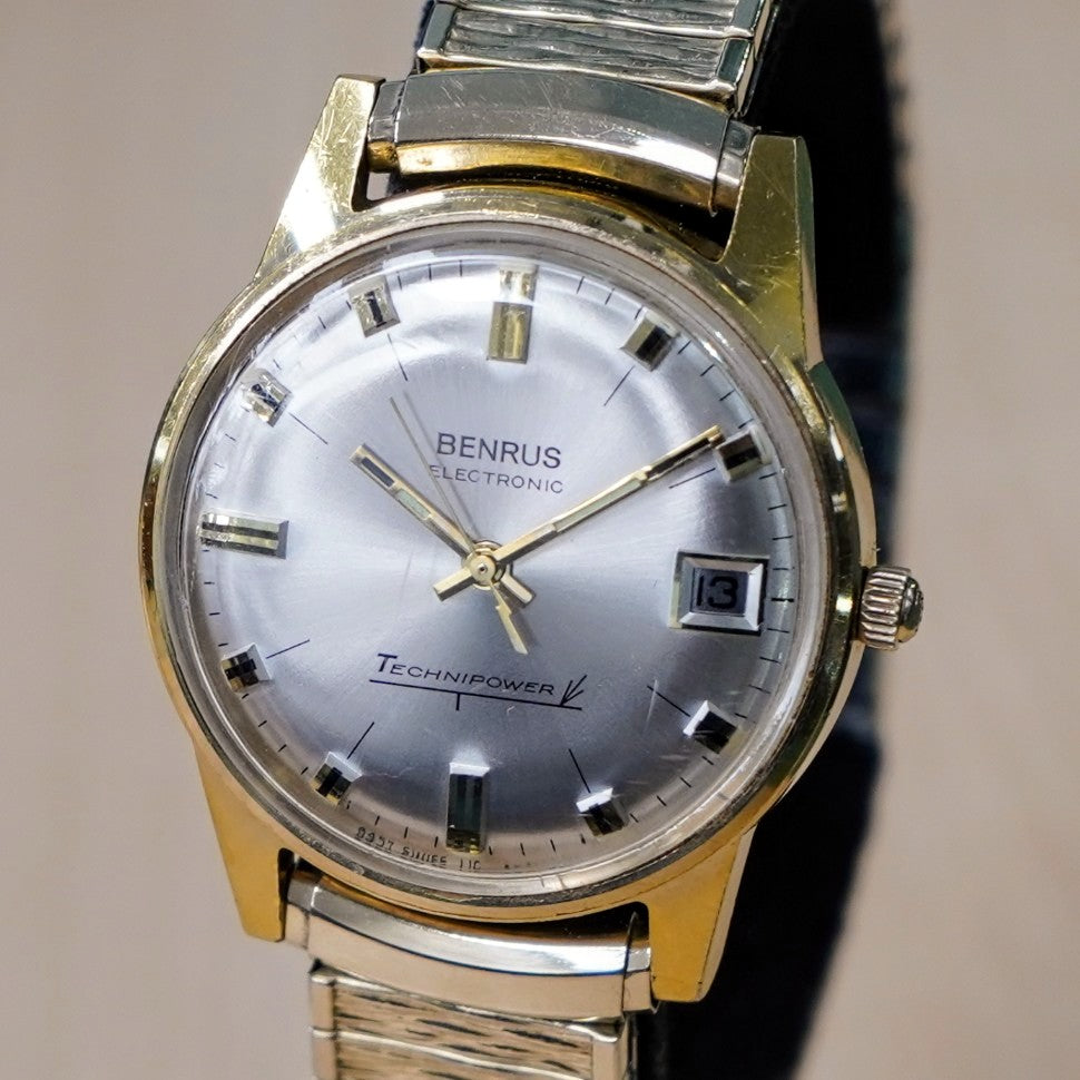 Vintage BENRUS Electronic Technipower Watch Date Indicator Swiss Made ...