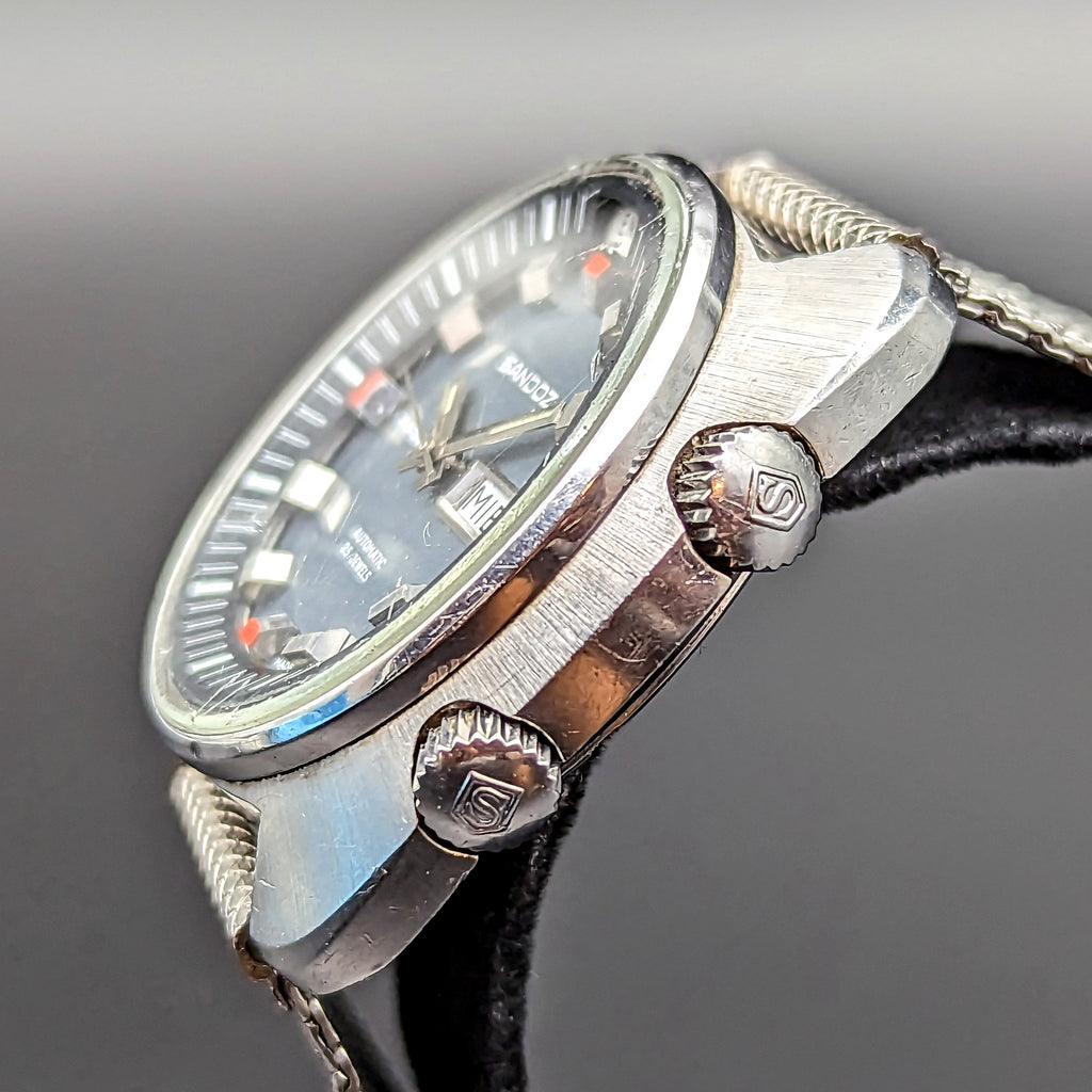 1970s SANDOZ Monsoon Automatic Watch Triple Date Swiss Made Wristwatch ...