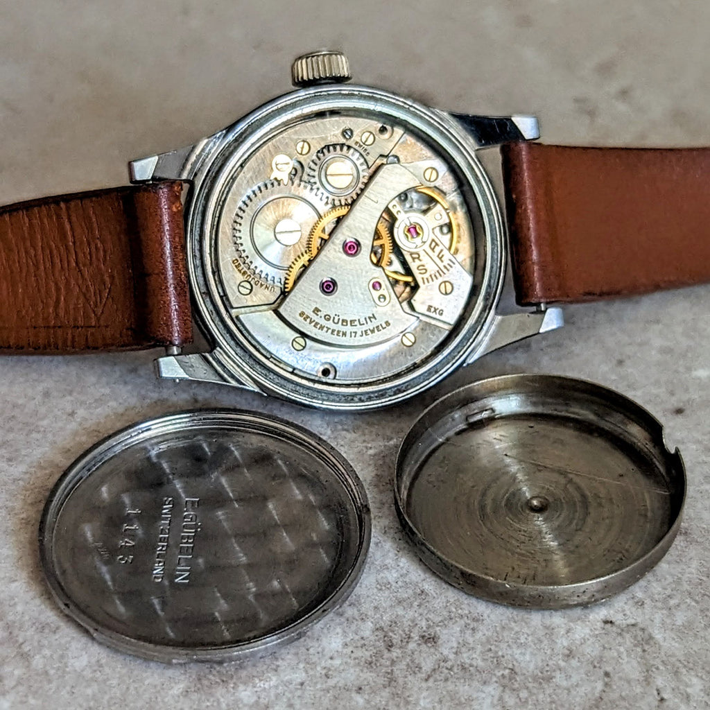 E. GUBELIN Military Style Wristwatch 17 Jewels AS 1187 Swiss Made Watc ...