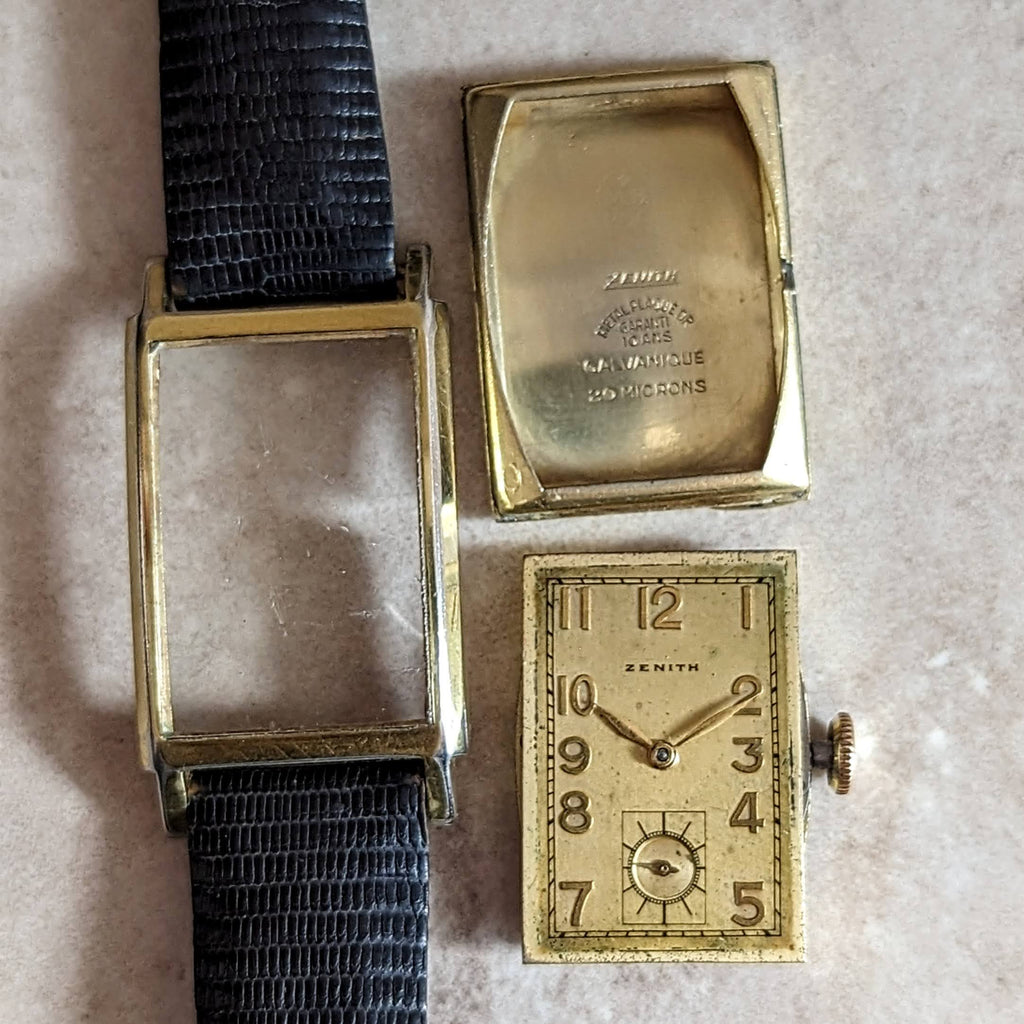1940 ZENITH Tank Case Watch Cal. 8 3/4F 15 Jewels Mechanical Wristwatc ...
