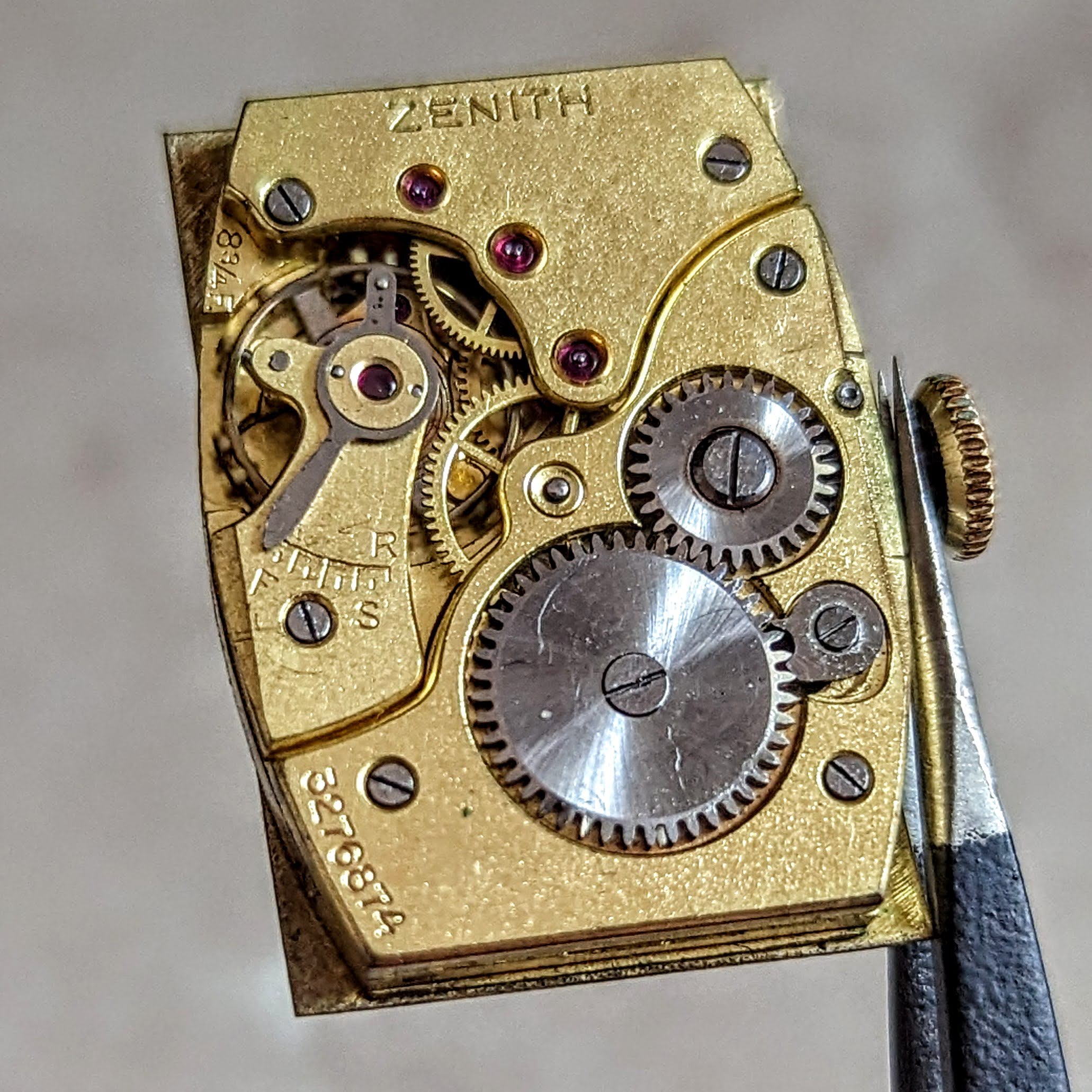 1940 ZENITH Tank Case Watch Cal. 8 3/4F 15 Jewels Mechanical Wristwatc ...