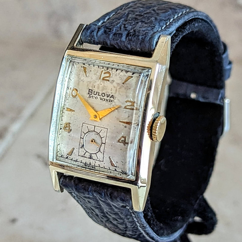 BULOVA 1950 DUO WIND Automatic Wristwatch 17 Jewels Cal. 9AB Swiss Mad ...