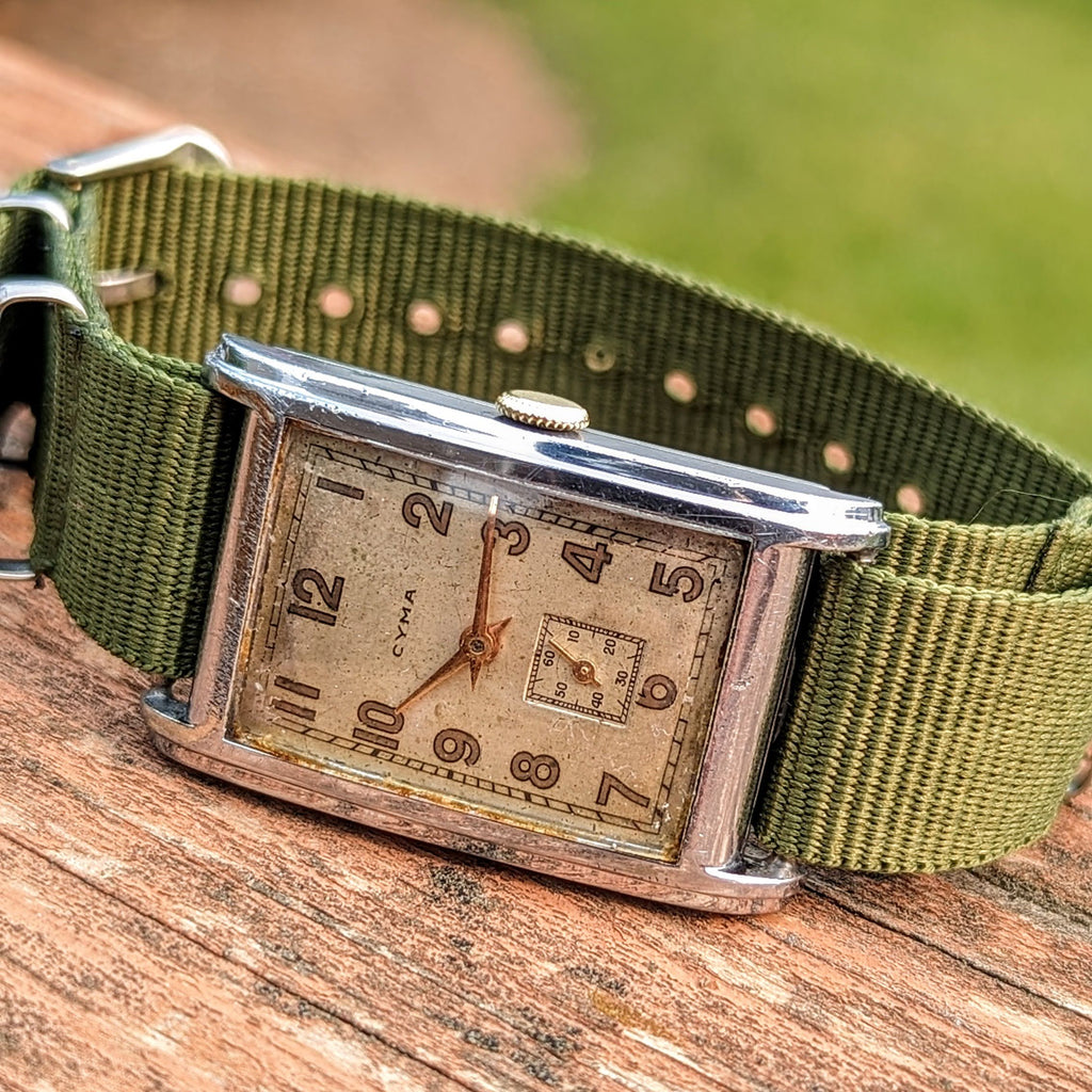 1940 CYMA Tank Case Wristwatch 15 Jewels Cal. Ref. 032D Swiss Made Wat ...